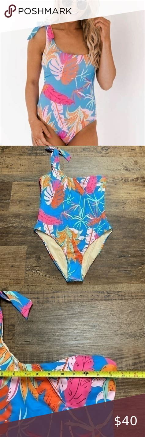 The Coral Reef One Shoulder Tropical Blue One Piece Swimsuit Large