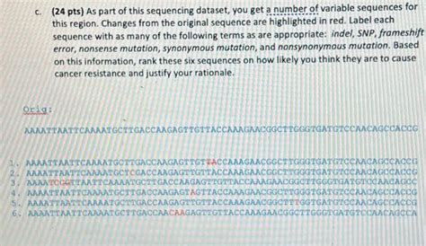 Solved C 24 Pts As Part Of This Sequencing Dataset You