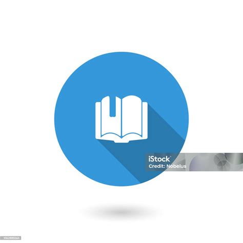 書簽書打開圖示帶有長陰影的平面藍色圖示的插圖向量圖形及更多俄羅斯圖片 俄羅斯 出版物 商店 Istock