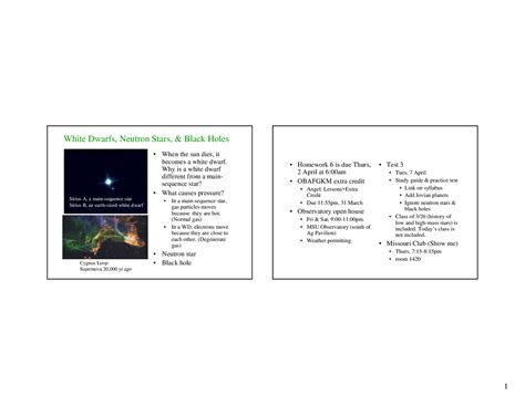 White Dwarfs Neutron Stars And Black Holes Lecture Slides Isp 205