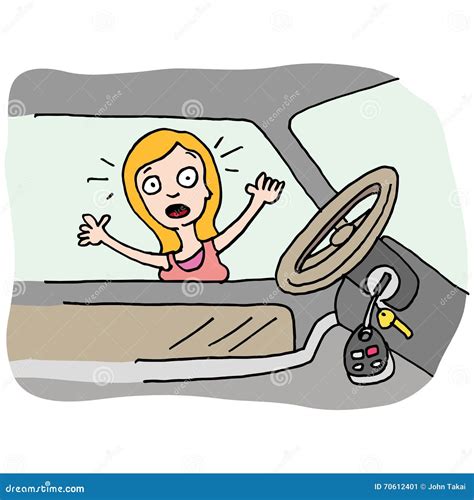 Woman Locks Her Keys In Car Stock Vector Illustration Of Worried Locks 70612401