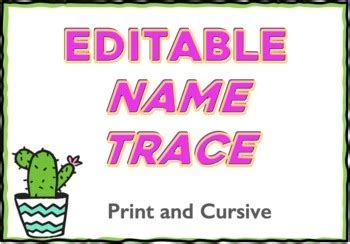 Editable Name Trace Print Cursive By Smart Space Resources TPT