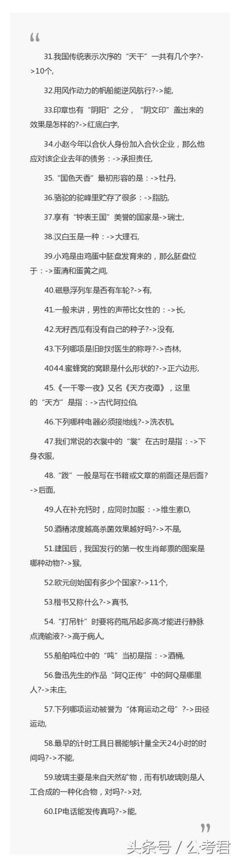 常識天下！國考高頻常識160條，你的備考知識庫 每日頭條
