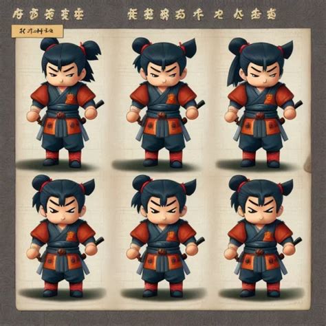 Ai Art Generator Samurai Hero Character Sprite Sheet