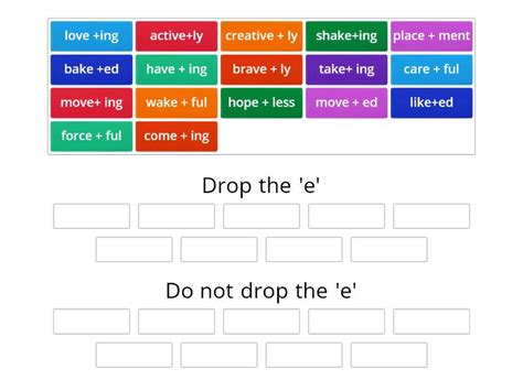 Drop The E When Adding A Vowel Suffix Sort Ordenar Por Grupo
