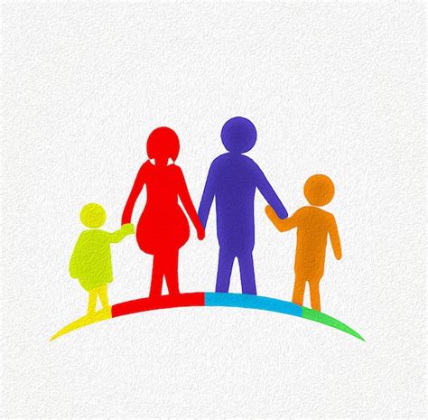 Una Familia Colorida Con La Palabra Familia Foto Premium