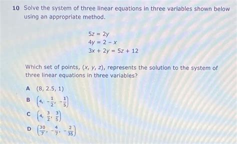 Solved Solve The System Of Three Linear Equations In Chegg