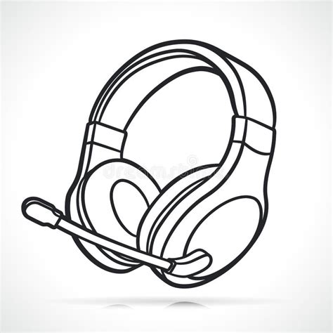 Headphones Black And White Illustration Stock Vector Illustration Of