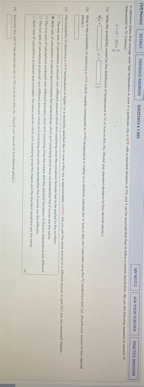 Solved 15 Points Details Previous Answers Diezstat4 41009 My