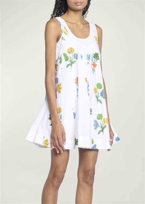 Loewe Floral Print Baby Doll Mini Dress Bergdorf Goodman