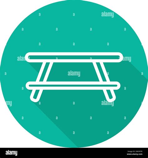 Wooden Table Flat Linear Long Shadow Icon Vector Line Symbol Stock