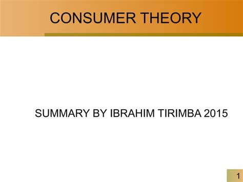 Consumer Choice By Dr Tirimba Ibrahim Ppt