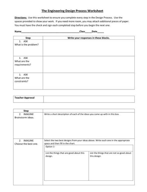 The Engineering Design Process Worksheet Directions Worksheets Library