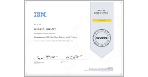 Ashish Patrick Austin On Linkedin Completion Certificate For Databases