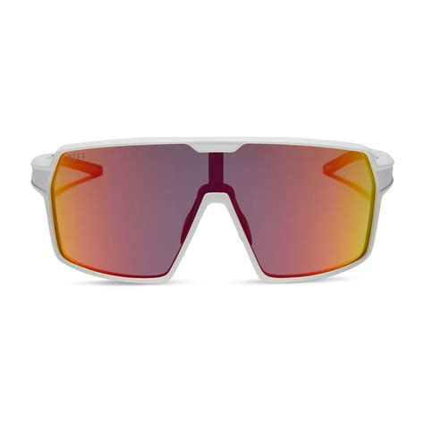 Charge Shield Sunglasses White And Sunset Mirror Polarized Diff Sport