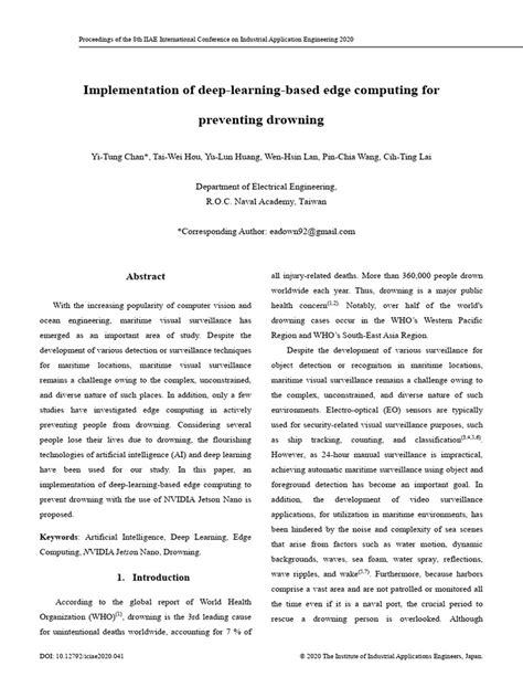 implementation of deep learning based edge computing for drwoning