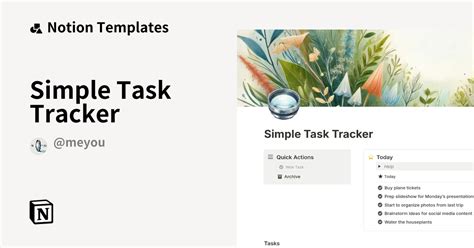 Simple Task Tracker Template By Meyou Notion Marketplace