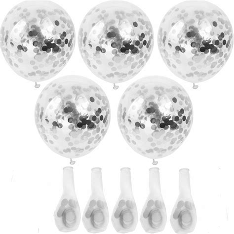 Balony duże przezroczyste srebrne konfetti 5szt 30 8381451157 Allegro pl