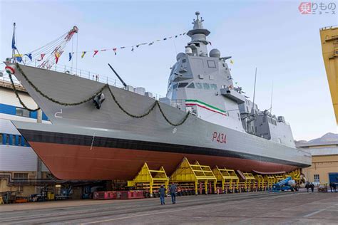 【画像】イタリア版もがみ型護衛艦？ 多目的哨戒艦「ジョヴァンニ・デレ・バンデ・ネーレ」進水｜ニフティニュース