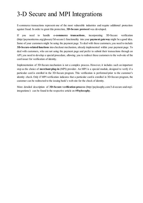 D Secure And MPI Integrations DOCX