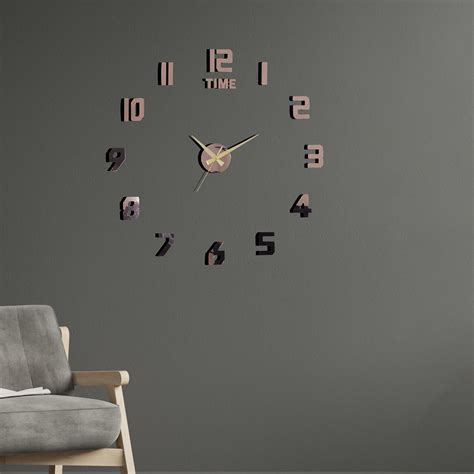 Modern Stylish DIY Wall Clock D Frameless Elegant Home Decoration Mirror Surface Sticker