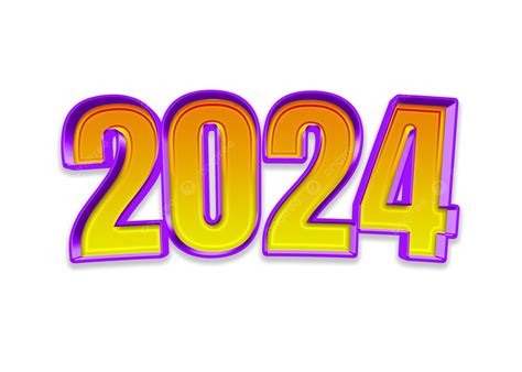 2024年深度色彩風格 2024 3d 新年素材圖案，psd和png圖片免費下載