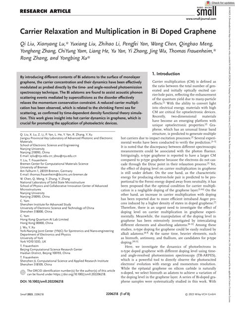 pdf carrier relaxation and multiplication in bi doped graphene