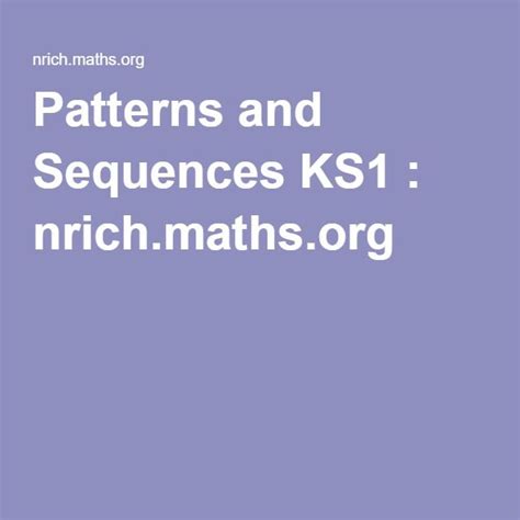 Patterns And Sequences Ks1 Sequencing Ks1 Pattern