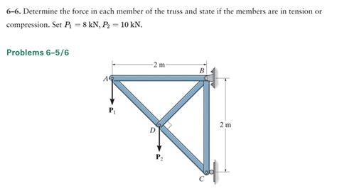 Solved 6 6 Determine The Force In Each Member Of The Truss And