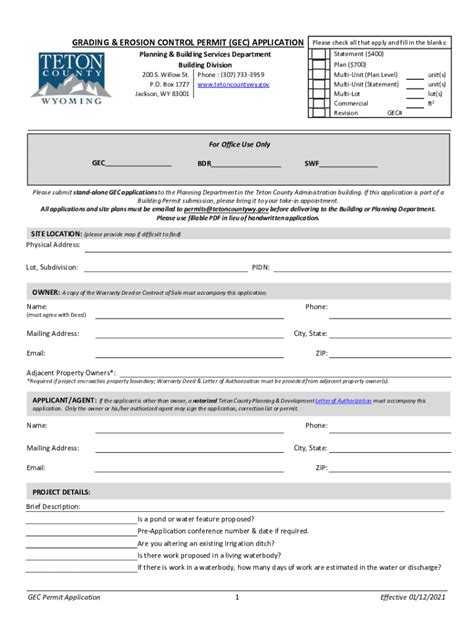 Fillable Online Grading And Erosion Control Permit Gec Application