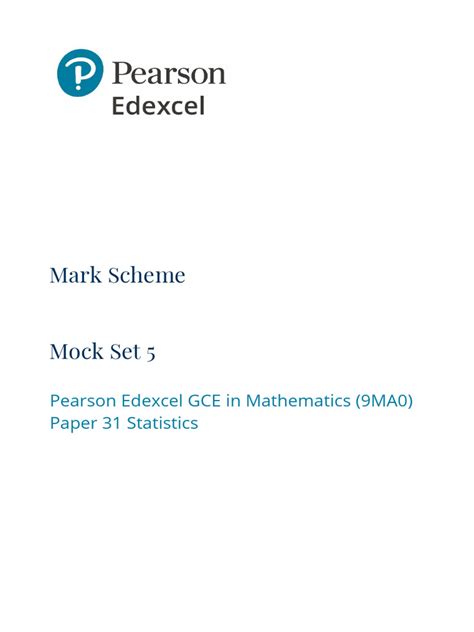 0s5 9ma0 31 Statistics Mock Set 5 Mark Scheme Pdf Pdf