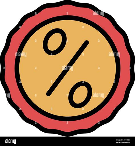Coin Percentage Icon Outline Coin Percentage Vector Icon Color Flat