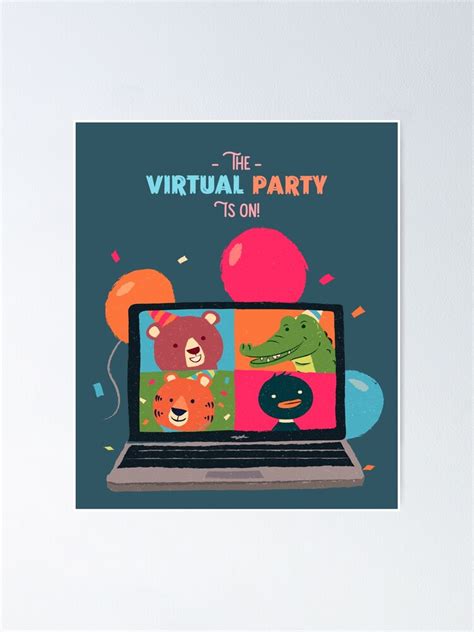 Virtual Party Design Poster By Gobuzz Redbubble