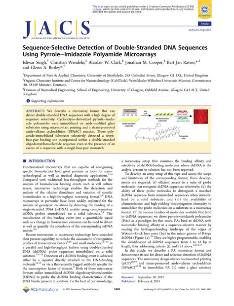 Pdf Sequence Selective Detection Of Double Stranded Dna Sequences Using Pyrrole Imidazole