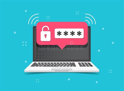 Laptop With Account Login Icon In Flat Style Password Form Page Vector