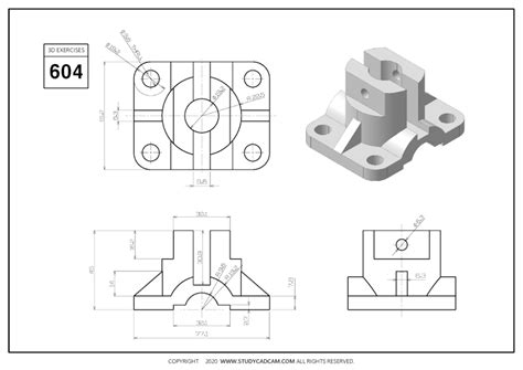 3D CAD EXERCISES 604 STUDYCADCAM Autocad Drawing Cad Drawing Autocad