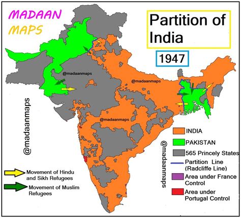Indian Independence 1947 Map