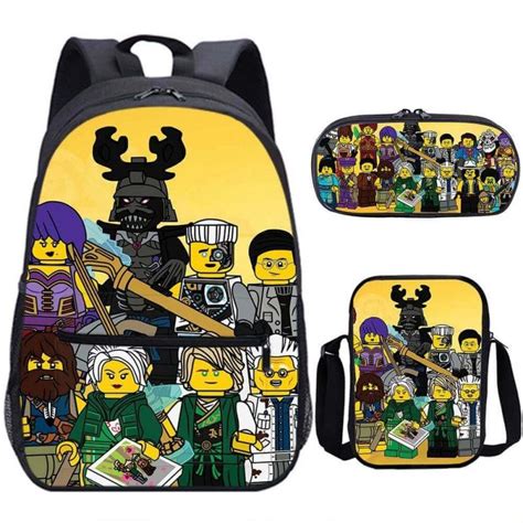 Pack imprimé Cartable sac à dos NINJAGO Sacoche Trousse