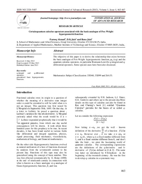 Pdf Certainquantum Calculus Operators Associated With The Basic Analogue Of Fox Wright