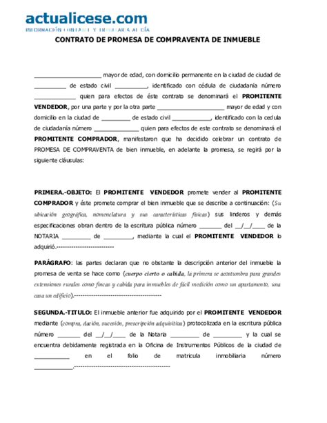 Doc Contrato De Promesa De Compraventa De Inmueble
