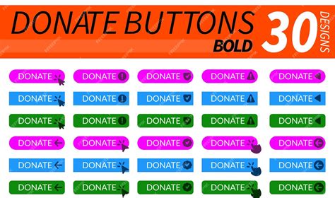 Premium Vector Complete Set Of Donate Buttons With Hand Pointer Arrow Pointer And Other