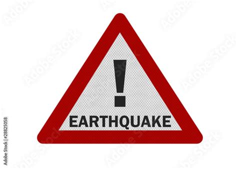 Photo Realistic Warning Earthquake Sign Isolated On White Stock