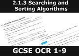 GCSE OCR 2 1 3 Searching And Sorting Algorithms Fill In The Gaps Worksheet