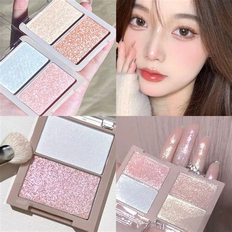 핑크 다이아몬드 하이라이트 팔레트 글리터 매쉬드 포테이토 하이라이터 메이크업 젤 얼굴 및 바디 브라이트닝 자연스러운 윤곽