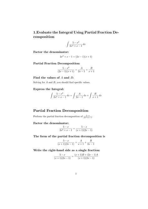 Solved Evaluate This Integral Using Partial Fraction Decomposition