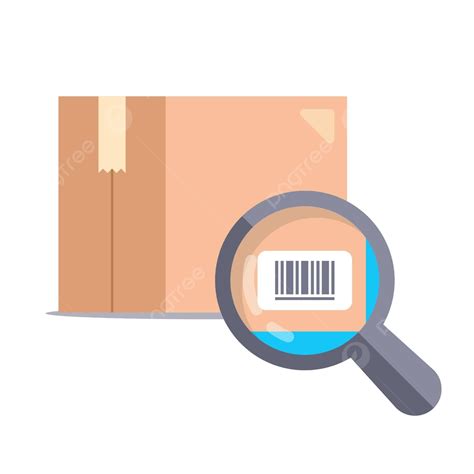 Magnifying Glass Checking Barcode On Cardboard Box Scanner Logistic