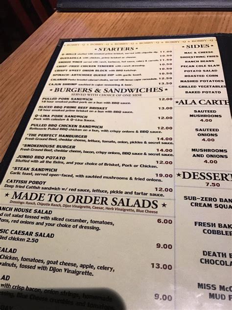 Menu At Bobby Q Bbq Restaurant And Steakhouse Mesa S Stapley Dr