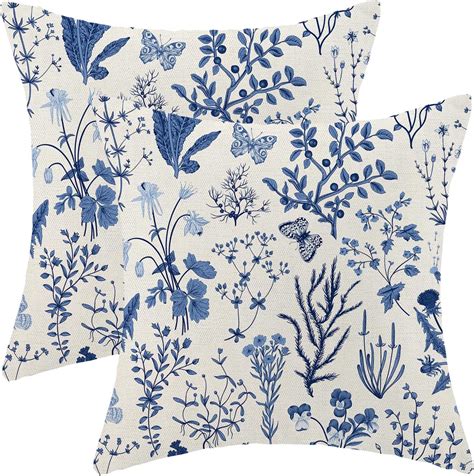 Aeioae Summer Pillow Covers 16x16 Inch Set Of 2 Navy Blue
