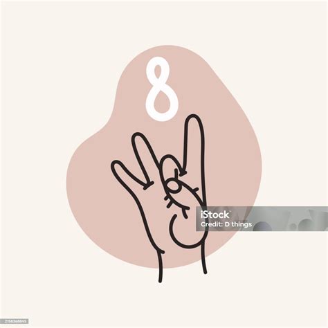Gestures For The Deaf Number 8 Stock Illustration Download Image Now