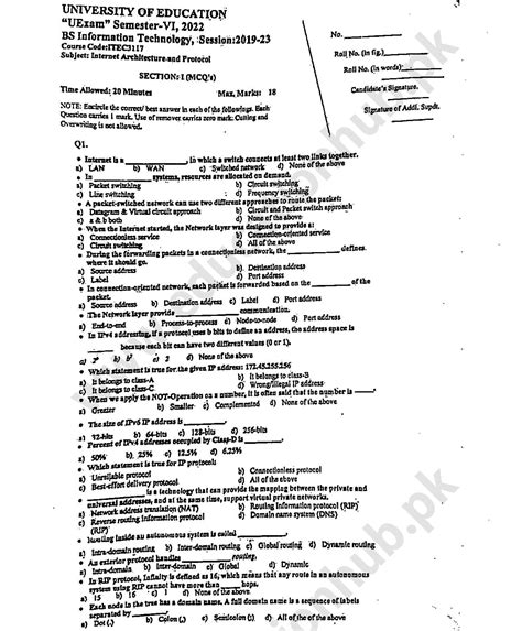 Itec3117 Internet Architecture And Protocols Bs It Education University Past Paper 2022